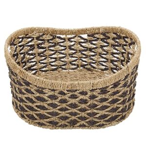 Deco 79 Seagrass Handmade Two Toned Storage Basket with Handles, Set of 2 10", 9"H, Brown