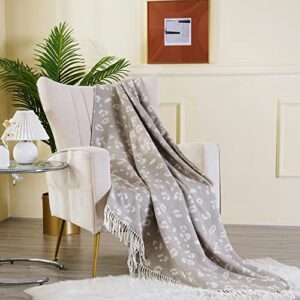 Bangya Acrylic Jacquard Throw Blanket with Decorative Fringe for Travel,Bed, Sofa, Couch,Office (Grey, 50inch x 60inch)