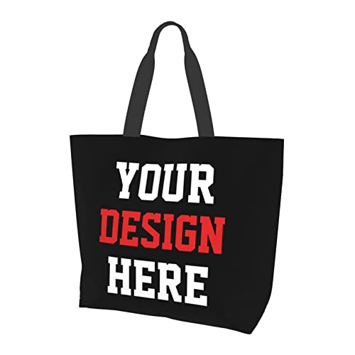 Custom Tote Bags With You Team Logo Text Picture Custom Bags With Logo Travel Business Shopping Women Teacher Black Personalized Shoulder Bag