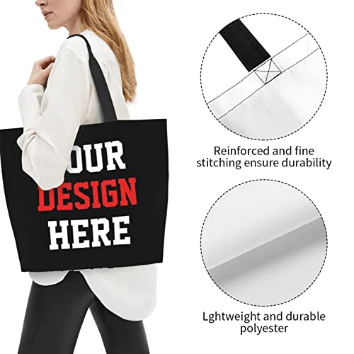 Custom Tote Bags With You Team Logo Text Picture Custom Bags With Logo Travel Business Shopping Women Teacher Black Personalized Shoulder Bag