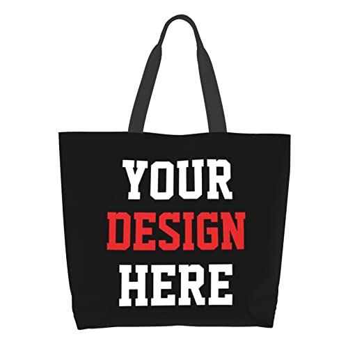 Custom Tote Bags With You Team Logo Text Picture Custom Bags With Logo Travel Business Shopping Women Teacher Black Personalized Shoulder Bag