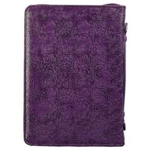 Christian Art Gifts Women's Fashion Bible Cover Faith Hebrews 11:1, Purple Paisley Faux Leather, Medium