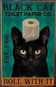 welldgs vintage tin sign black cat toilet paper funny roll with it bathroom decor wall home art signs for kitchen 12 x 8 inch metal