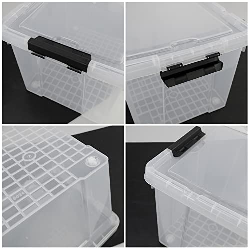 Neadas 34 Quart Plastic Storage Bin with Wheels, Clear Storage Tote Bin, Pack of 4