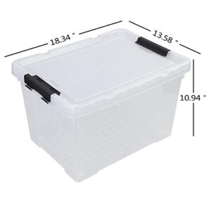 Neadas 34 Quart Plastic Storage Bin with Wheels, Clear Storage Tote Bin, Pack of 4