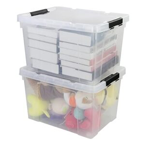 Neadas 34 Quart Plastic Storage Bin with Wheels, Clear Storage Tote Bin, Pack of 4