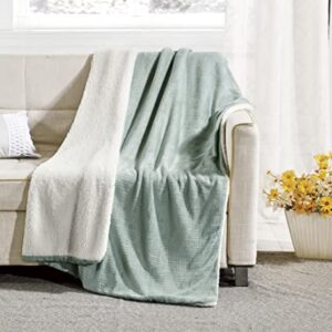 Sherpa Fleece Throw Blanket | Soft and Luxurious Textured Fleece | Comfy Reversible Sherpa | All Season Comfort | Bowery Collection (50" x 60", Surf Spray)