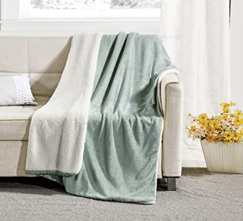 Sherpa Fleece Throw Blanket | Soft and Luxurious Textured Fleece | Comfy Reversible Sherpa | All Season Comfort | Bowery Collection (50" x 60", Surf Spray)