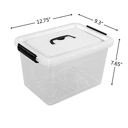 Farmoon 12 Quart Clear Storage Bin, Plastic Latching Box with Handle, 4 Packs