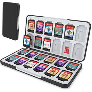 heiying game card case for nintendo switch& switch oled game card or micro sd memory cards,portable switch game memory card storage with 24 game card slots and 24 micro sd card slots. (black)