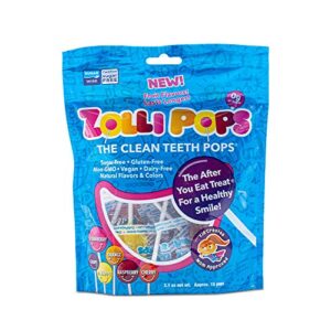 zollipops clean teeth lollipops – anticavity sugar free candy with xylitol for a healthy smile great for kids, diabetics and keto diet. natural fruit variety, 3.1 ounce