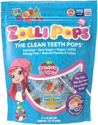 Zollipops Clean Teeth Lollipops - AntiCavity Sugar Free Candy with Xylitol for a Healthy Smile Great for Kids, Diabetics and Keto Diet. Natural Fruit Variety, 3.1 Ounce