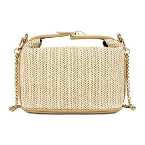 linkidea straw shoulder bag, woven clutch crossbody bag, casual summer beach sea handbag for women