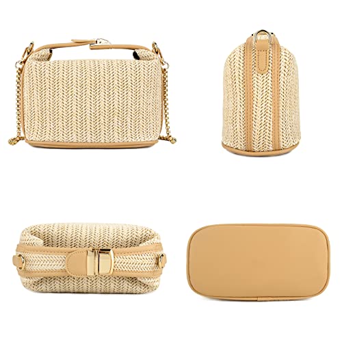 Linkidea Straw Shoulder Bag, Woven Clutch Crossbody Bag, Casual Summer Beach Sea Handbag for Women