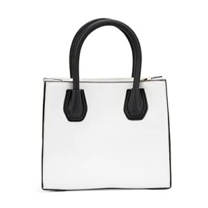 olivia miller women’s fashion ezra mini faux pu leather, white crossbody tote satchel bag w removable n adjustable strap everyday small evening casual work purse handbag