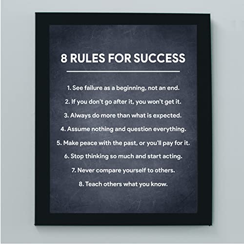 "8 Rules for Success"-Inspirational Life Quotes Wall Art -8 x 10" Fierce Motivational Wall Print-Ready to Frame. Home-Office-Studio-Dorm Decor. Perfect Desk & Cubicle Sign. Great Gift of Motivation!