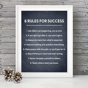 "8 Rules for Success"-Inspirational Life Quotes Wall Art -8 x 10" Fierce Motivational Wall Print-Ready to Frame. Home-Office-Studio-Dorm Decor. Perfect Desk & Cubicle Sign. Great Gift of Motivation!