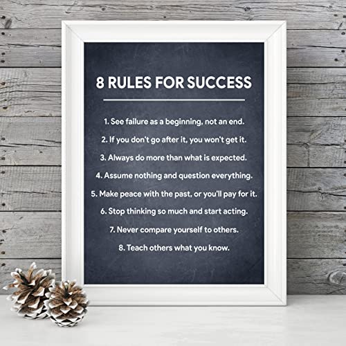 "8 Rules for Success"-Inspirational Life Quotes Wall Art -8 x 10" Fierce Motivational Wall Print-Ready to Frame. Home-Office-Studio-Dorm Decor. Perfect Desk & Cubicle Sign. Great Gift of Motivation!