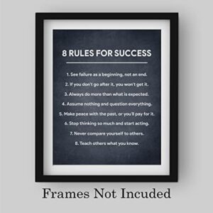 "8 Rules for Success"-Inspirational Life Quotes Wall Art -8 x 10" Fierce Motivational Wall Print-Ready to Frame. Home-Office-Studio-Dorm Decor. Perfect Desk & Cubicle Sign. Great Gift of Motivation!