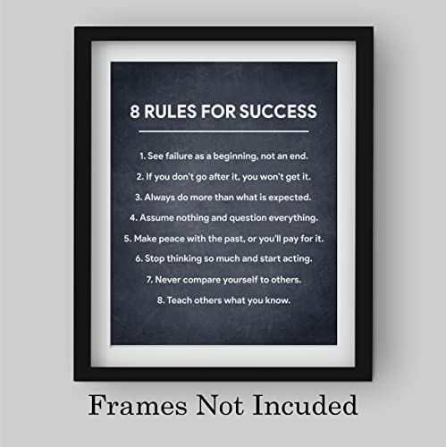 "8 Rules for Success"-Inspirational Life Quotes Wall Art -8 x 10" Fierce Motivational Wall Print-Ready to Frame. Home-Office-Studio-Dorm Decor. Perfect Desk & Cubicle Sign. Great Gift of Motivation!