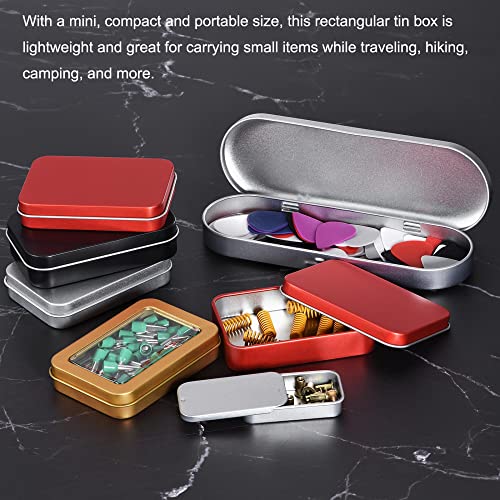 uxcell Metal Tin Box, 2pcs 6.89" x 2.36" x 0.71" Rectangular Empty Tinplate Storage Containers with Hinged Lids, Silver Tone