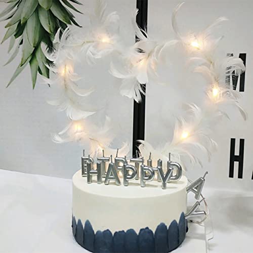 LOEVEVRY Happy Birthday Candles Set – 13 Count，Happy Birthday Metallic Letter Candle Cake Topper，Birthday Party Baby Bridal