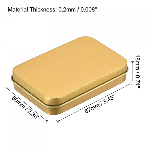 uxcell Metal Tin Box, 3pcs 3.43" x 2.36" x 0.71" Rectangular Empty Tinplate Storage Containers with Lids, Gold Tone