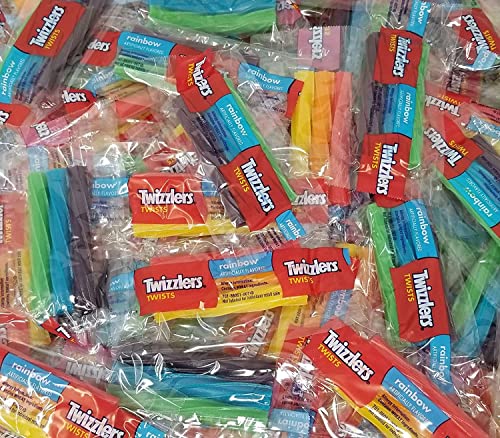 TWIZZLERS Twist Rainbow Easter Candy Fruit Flavored Chews, Triple Twist Snack Size, Bulk Pack 2 Pounds