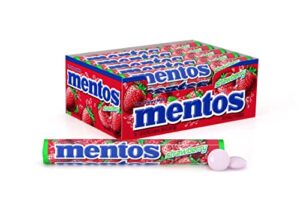 mentos chewy mint candy roll, strawberry, non melting, party,15 count (pack of 1)