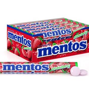 Mentos Chewy Mint Candy Roll, Strawberry, Non Melting, Party,15 Count (Pack of 1)