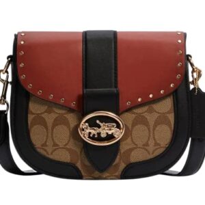 Coach Women's Georgie Saddle Bag (IM/Khaki/Terracotta Multi)