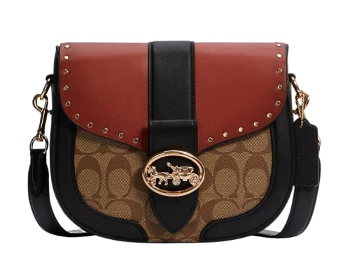 Coach Women's Georgie Saddle Bag (IM/Khaki/Terracotta Multi)