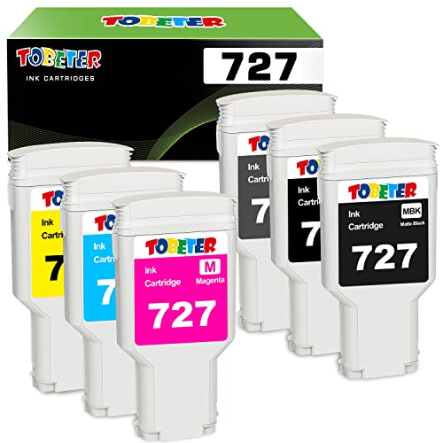 ToBeter 727 XL(Each 300ml) Remanufactured Ink Cartridge Replacement for HP 727 F9J79A C1Q12A F9J76A F9J77A F9J78A F9J80A for DesignJet T1500 T2500 T2530ps T920 T930 T1530 Printer