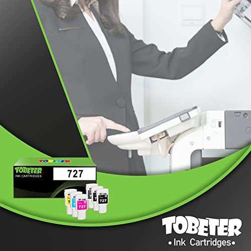 ToBeter 727 XL(Each 300ml) Remanufactured Ink Cartridge Replacement for HP 727 F9J79A C1Q12A F9J76A F9J77A F9J78A F9J80A for DesignJet T1500 T2500 T2530ps T920 T930 T1530 Printer