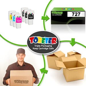 ToBeter 727 XL(Each 300ml) Remanufactured Ink Cartridge Replacement for HP 727 F9J79A C1Q12A F9J76A F9J77A F9J78A F9J80A for DesignJet T1500 T2500 T2530ps T920 T930 T1530 Printer