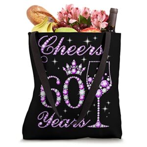 Cheers to 60 Years Old Women Purple Crown 60th Birthday Tote Bag