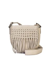 frye melissa woven saddle bag, cream