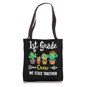 1st grade crew, funny cactus team 1st grade teacher squad tote bag