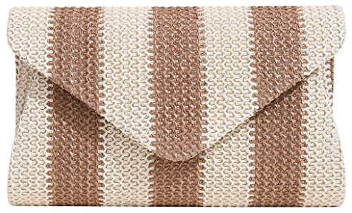 Obosoyo Straw Crossbody Bag Straw Clutch Women Woven Straw Shoulder Bags Summer Beach Envelope Purse Wallet