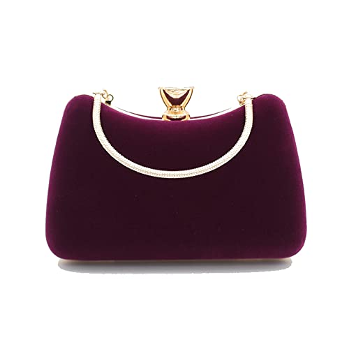 Tngan Women Temperament Velvet Banquet Bag Dinner Clutch Party Evening Dress Clutch Bag, Fuchsia