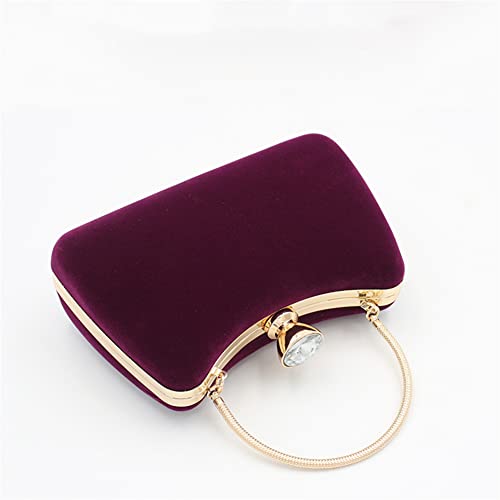 Tngan Women Temperament Velvet Banquet Bag Dinner Clutch Party Evening Dress Clutch Bag, Fuchsia