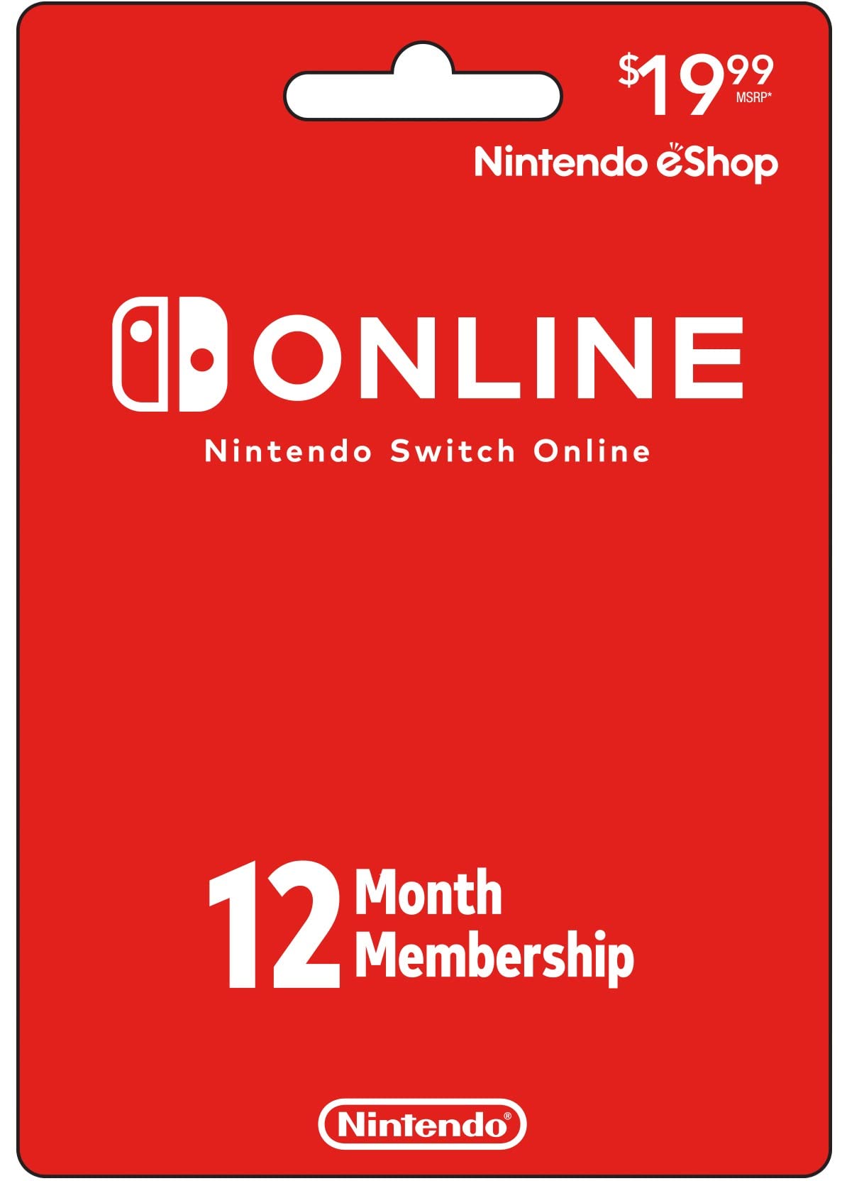 Nintendo Switch Online Gift Card $19.99