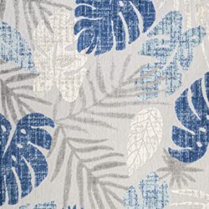 JONATHAN Y AMC113A-3 Monstera Tropical Leaf High-Low Indoor Outdoor Area-Rug, Coastal Floral Transitional Easy-Cleaning,Bedroom,Kitchen,Backyard,Patio,Non Shedding, 3 X 5, Light Gray/Navy