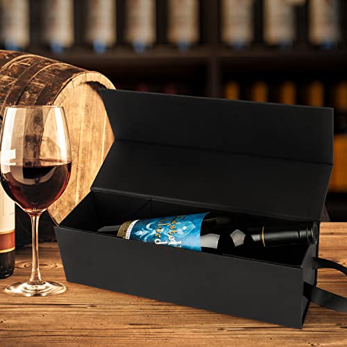 PLAEVIAE Wine Gift Box 12.8 x 3.75 x 3.75 in, Bottle Gift Box For Liquor Presents, For Wine And Champagne, Magnetic Collapsible Gift Box Wine Bottle Gift Packaging,Christmas Gifts