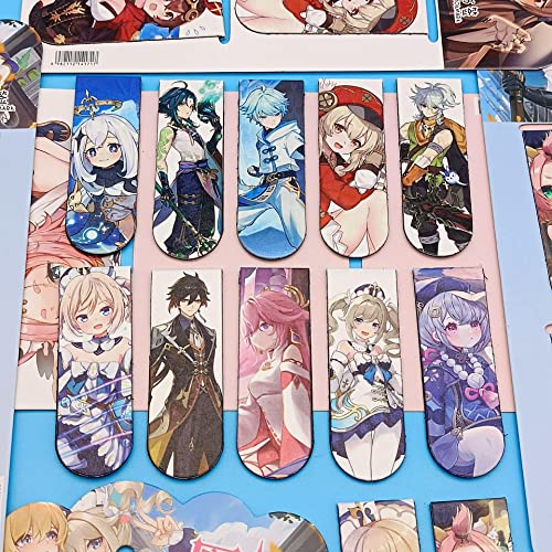 Anime Bookmark Magnetic Bookmark 18pcs Anime Gifts Anime School Supplies Anime Merch Anime Stuff (Yuan bookmarks-18pcs)