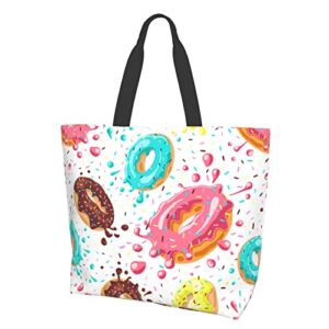 donut print tote bag shoulder bag for women 19.7×15.7inch