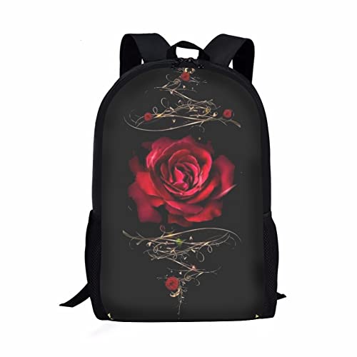 JoyLamoria Red Rose Polyester Handbags Crossbody Bag Backpack Zipper Closure