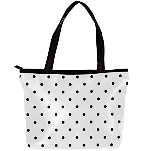 Tote Bag Shoulder Bags Handbags White and Black Polka Dot Satchel Handbags for Women with Inner Pouch