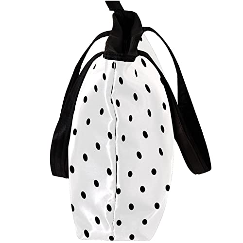 Tote Bag Shoulder Bags Handbags White and Black Polka Dot Satchel Handbags for Women with Inner Pouch