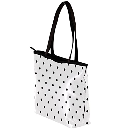 Tote Bag Shoulder Bags Handbags White and Black Polka Dot Satchel Handbags for Women with Inner Pouch